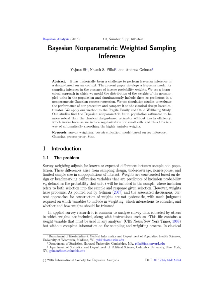 Bayesian Nonparametric Weighted Sampling | PDF | Statistical Inference | Sampling (Statistics)