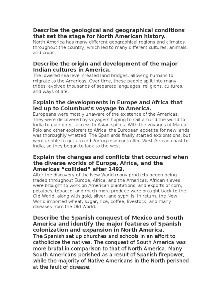 CH 1 Questions | PDF | Americas | Africa
