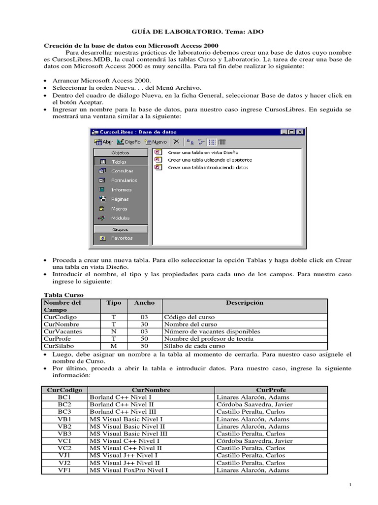 Guía de Laboratorio (Ado. Data Report y Recordset) | PDF | Active X Data Objects | SQL