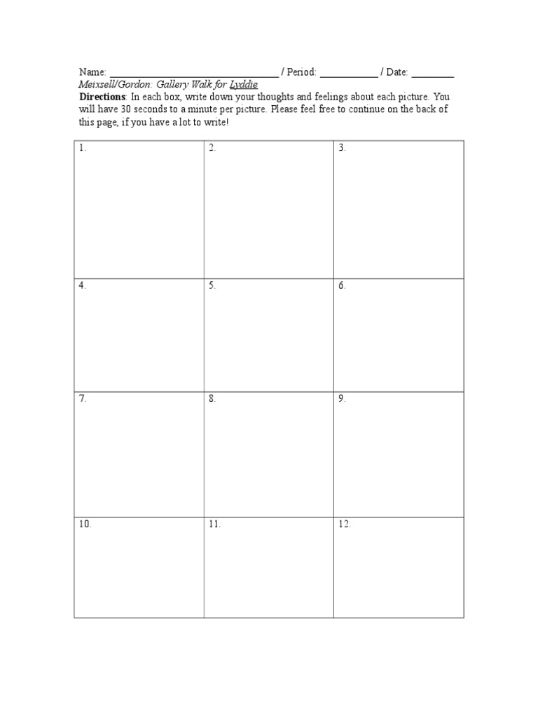 Gallery Walk Reflection for Lyddie | PDF