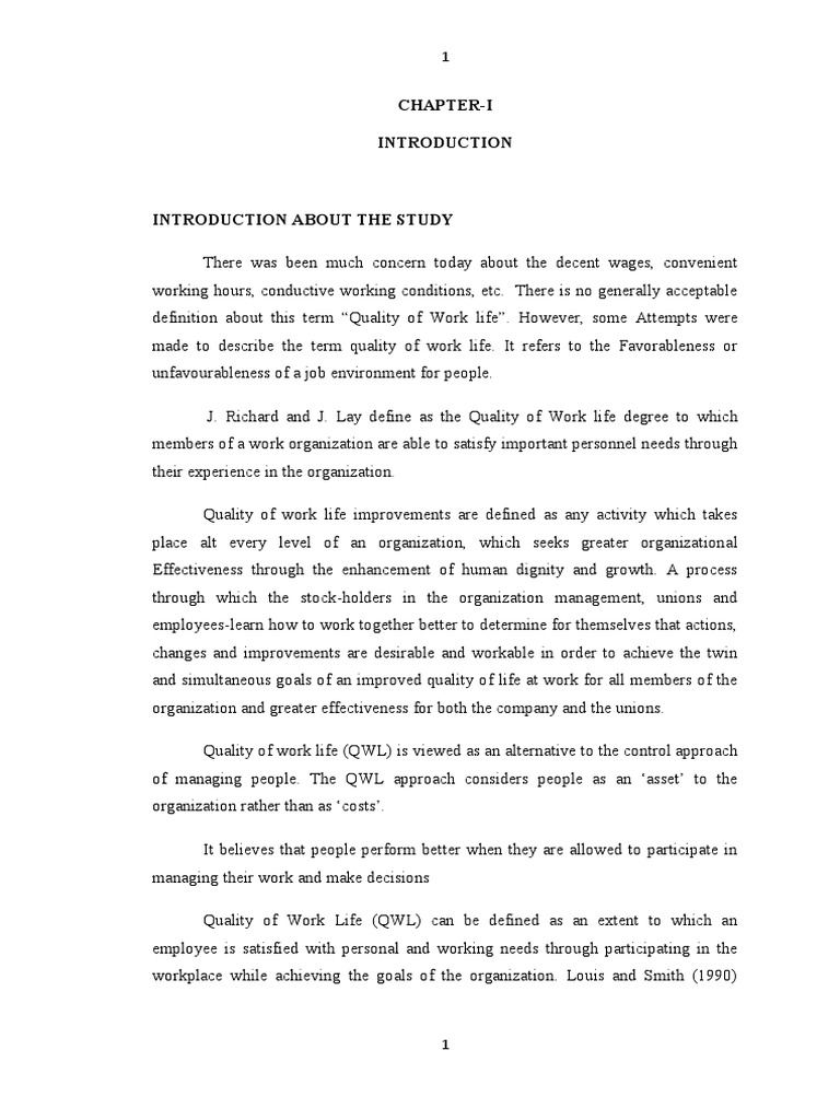 A Study On Quality of Work Life Among Bank Employees | PDF | Work–Life ...