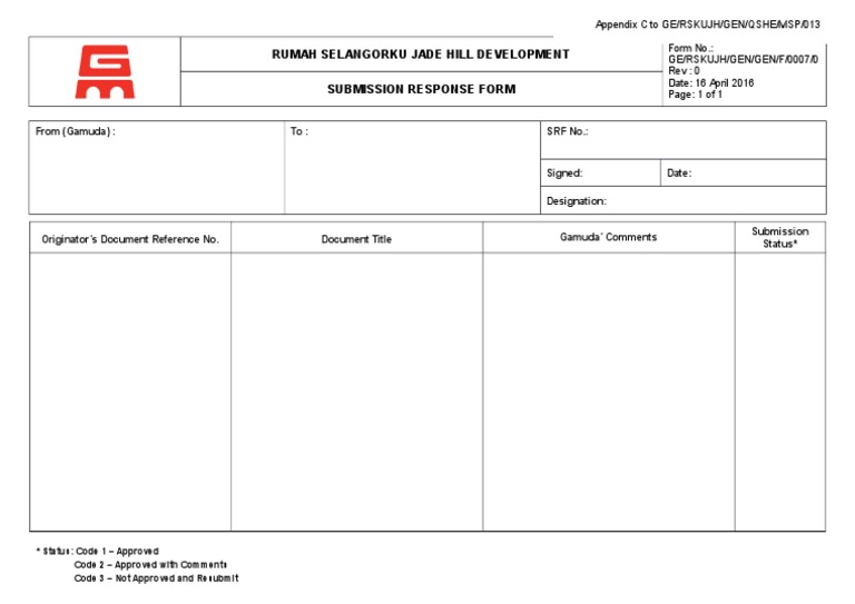 Appendix C - Submission Response Form | PDF