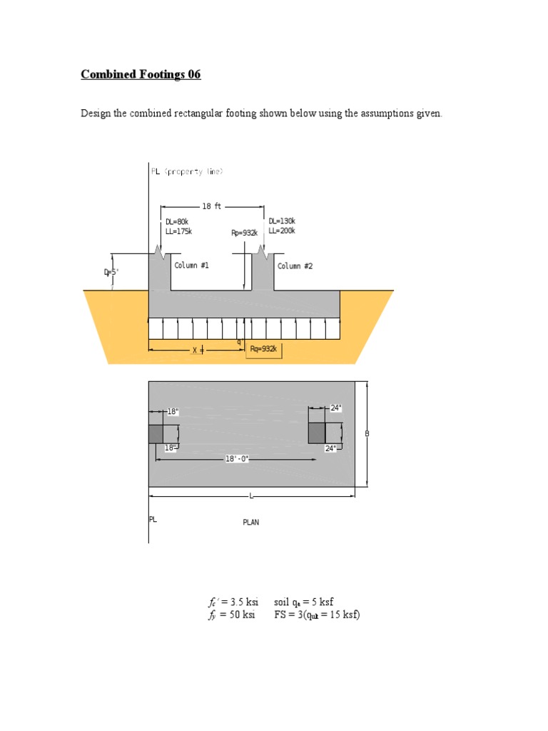 Combined Footings 06: Design The Combined Rectangular Footing Shown ...