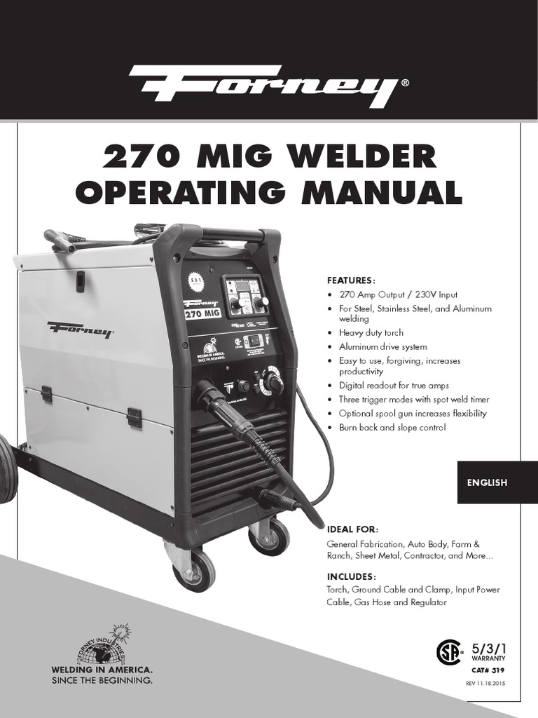 Manual MIG 270 Forney | Welding | Electrical Connector