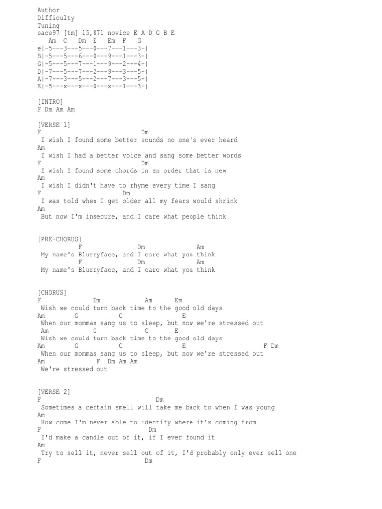 Twenty One Pilots - Stressed Out | PDF | Song Structure | Leisure