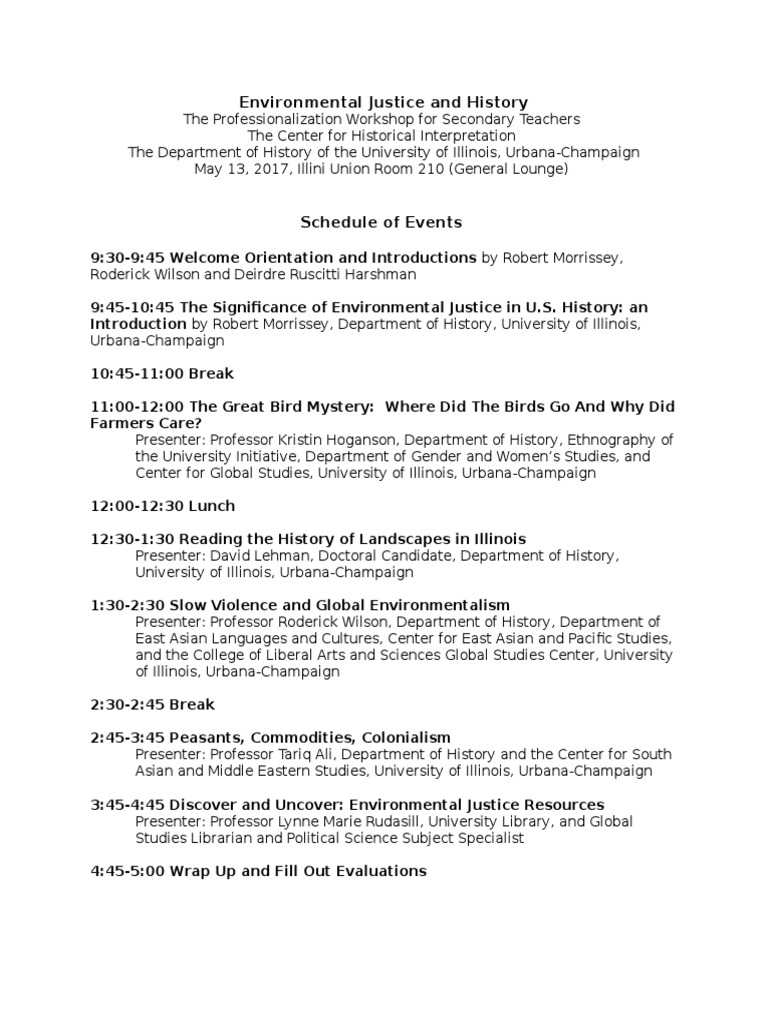 Environmental Justice Workshop Agenda | PDF