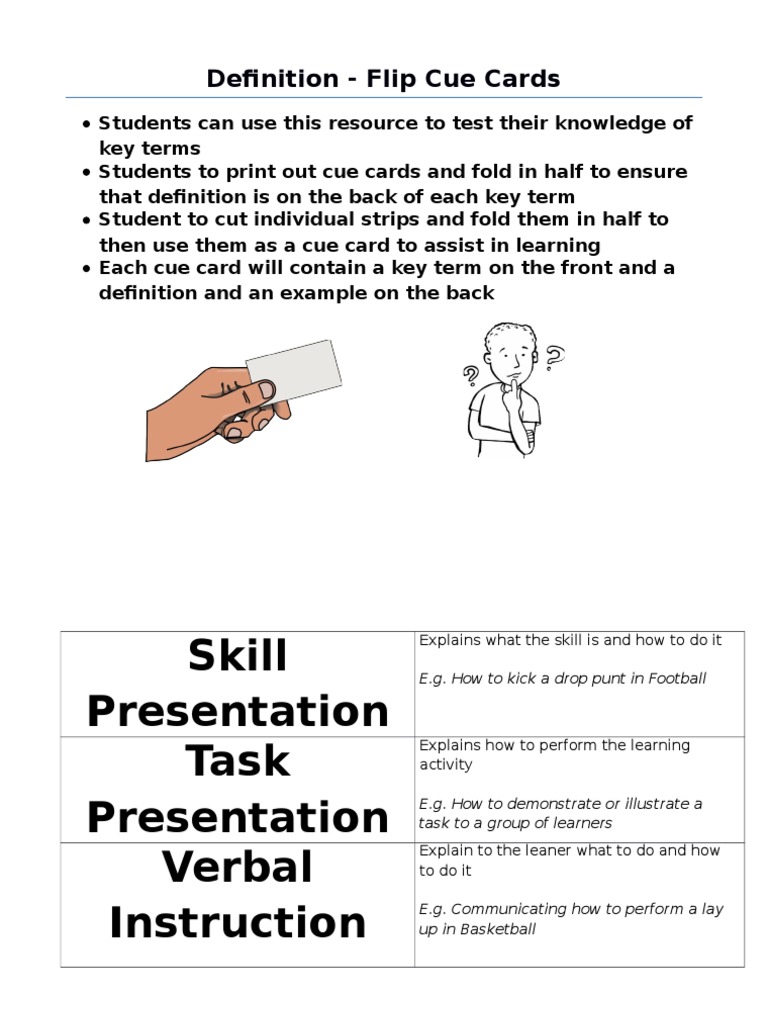 Definition Cue Cards | PDF