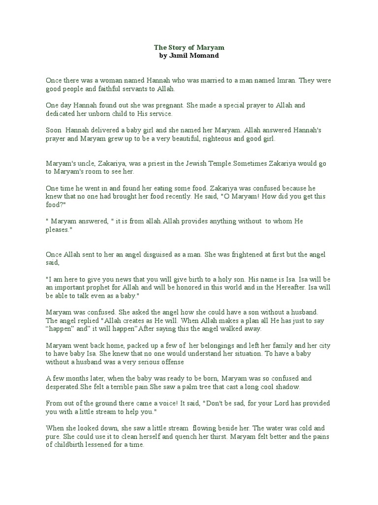 The Story of Maryam | PDF | Jesus In Islam | Religious Belief And Doctrine