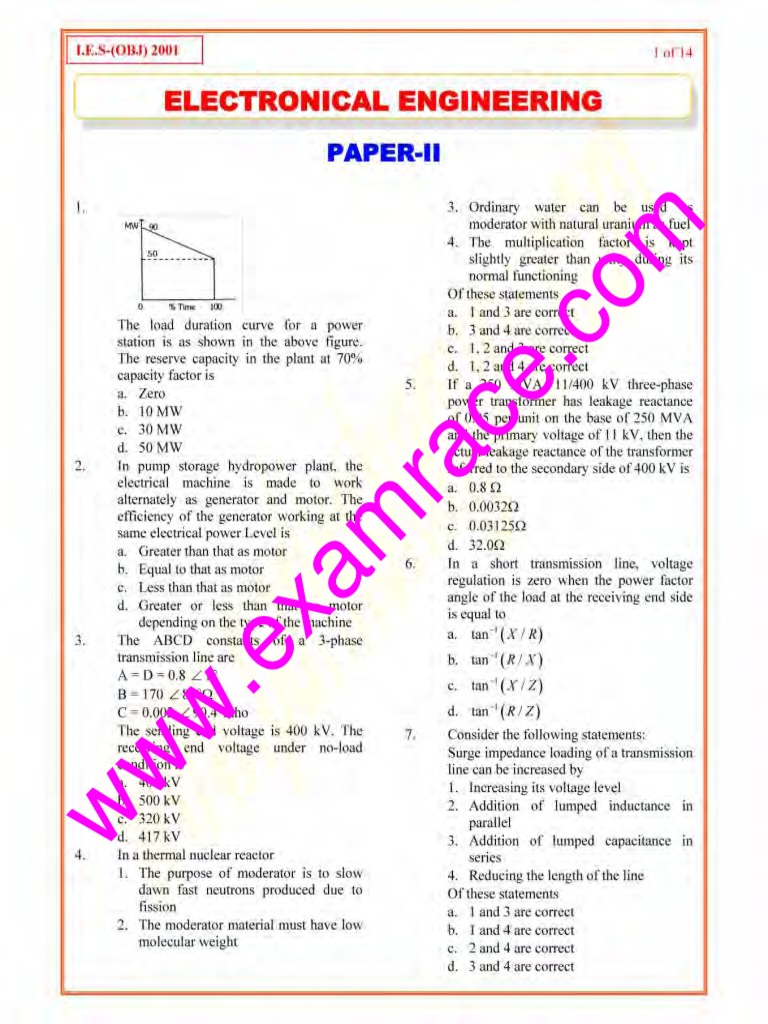 Electrical Engineering Exam Questions | PDF | Electromagnetism ...