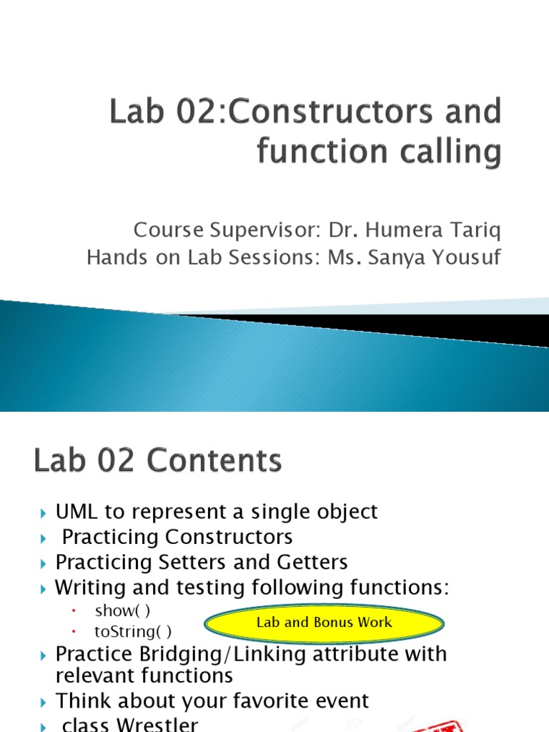 OOPs Lab 2 Constructors and ToString | PDF | Constructor (Object ...