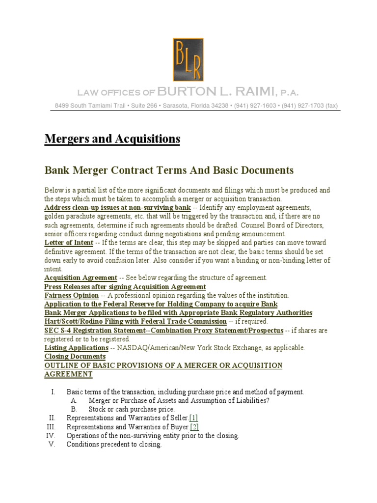 Merger Terms | PDF | Mergers And Acquisitions | Financial Transaction