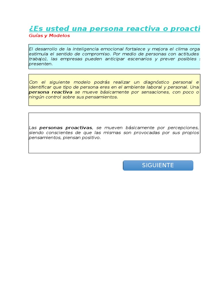 Test de Persona Reactiva o Proactiva | PDF | Las emociones | Autoestima