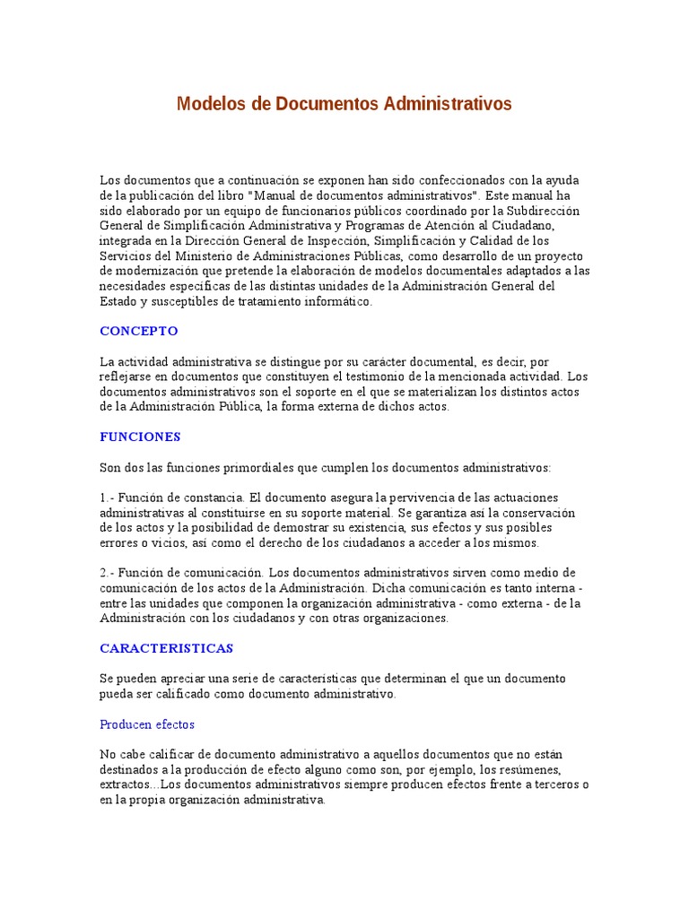 Modelos de Documentos Administrativos | Administración Pública ...