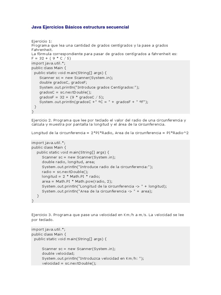 Java Ejercicios Básicos Estructura Secuencial | PDF | Geometria clasica ...
