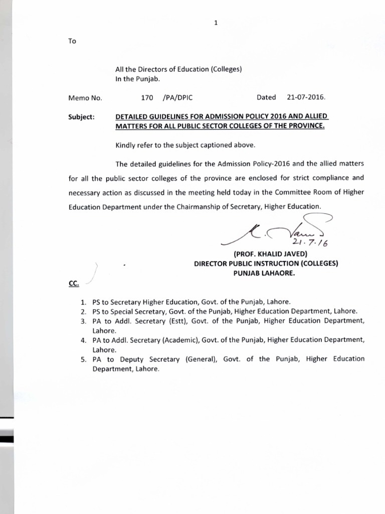 Admission Policy 2016 | University And College Admission | Lecturer