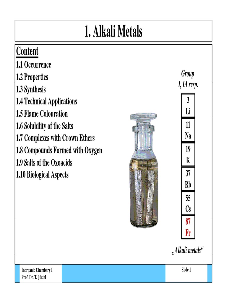 Anorganische Chemie I-Alkalimetalle Englisch | PDF | Sodium | Potassium