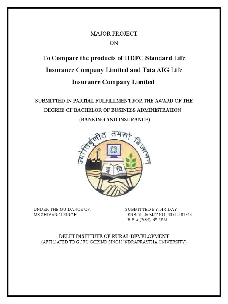 To Compare The Products of HDFC Standard Life Insurance Company Limited ...