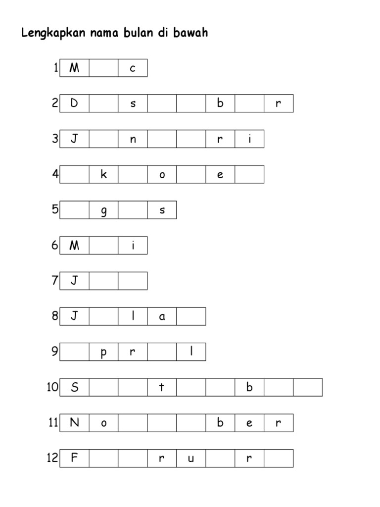 Latihan Nama Bulan | PDF