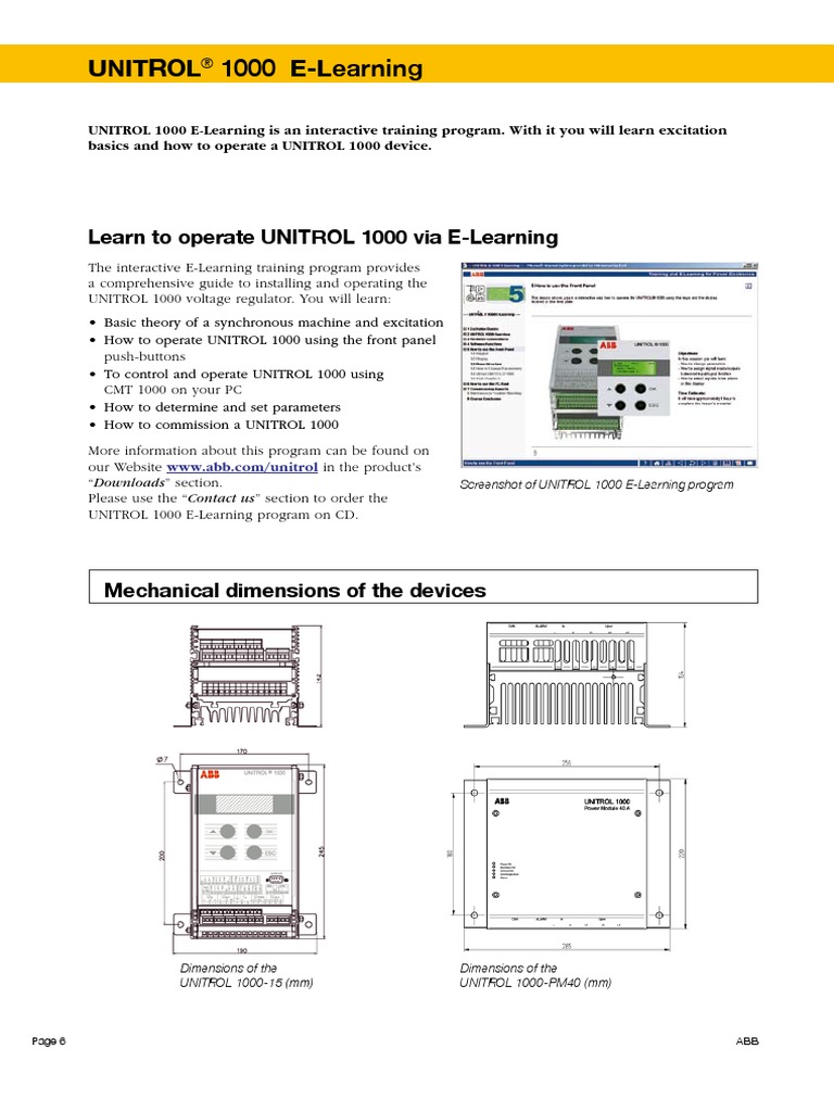 Learn To Operate UNITROL 1000 Via E-Learning | PDF