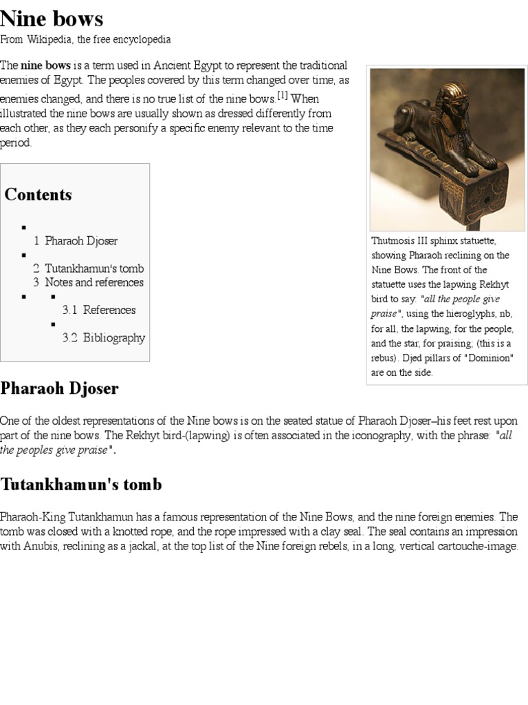 Nine Bows - Wikipedia, The Free Encyclopedia | PDF | Pharaoh | Ancient ...