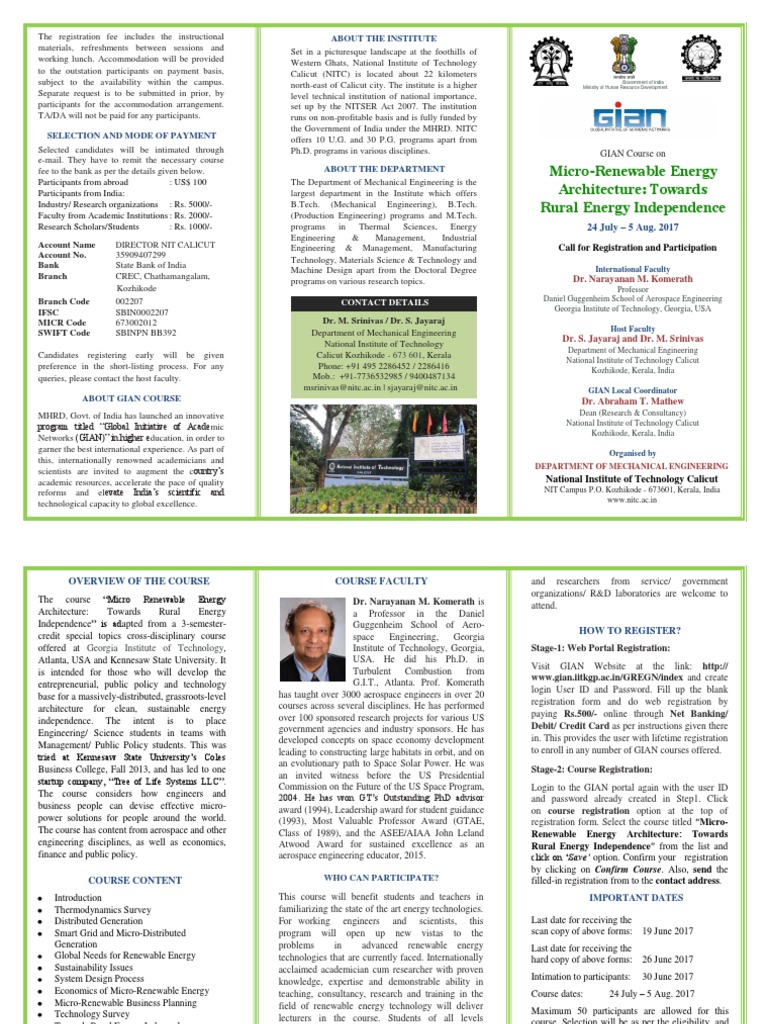 GIAN Course On Renewable Energy | PDF | Doctor Of Philosophy | Science ...