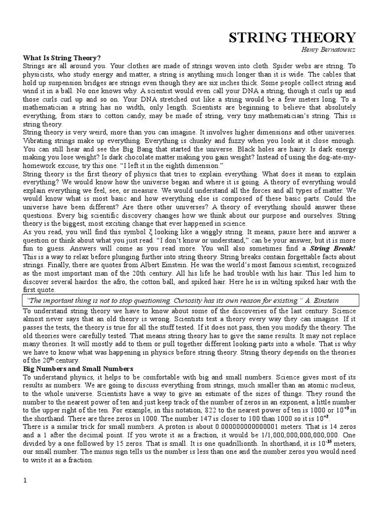 String Theory (Easy) | PDF | Gravity | Force
