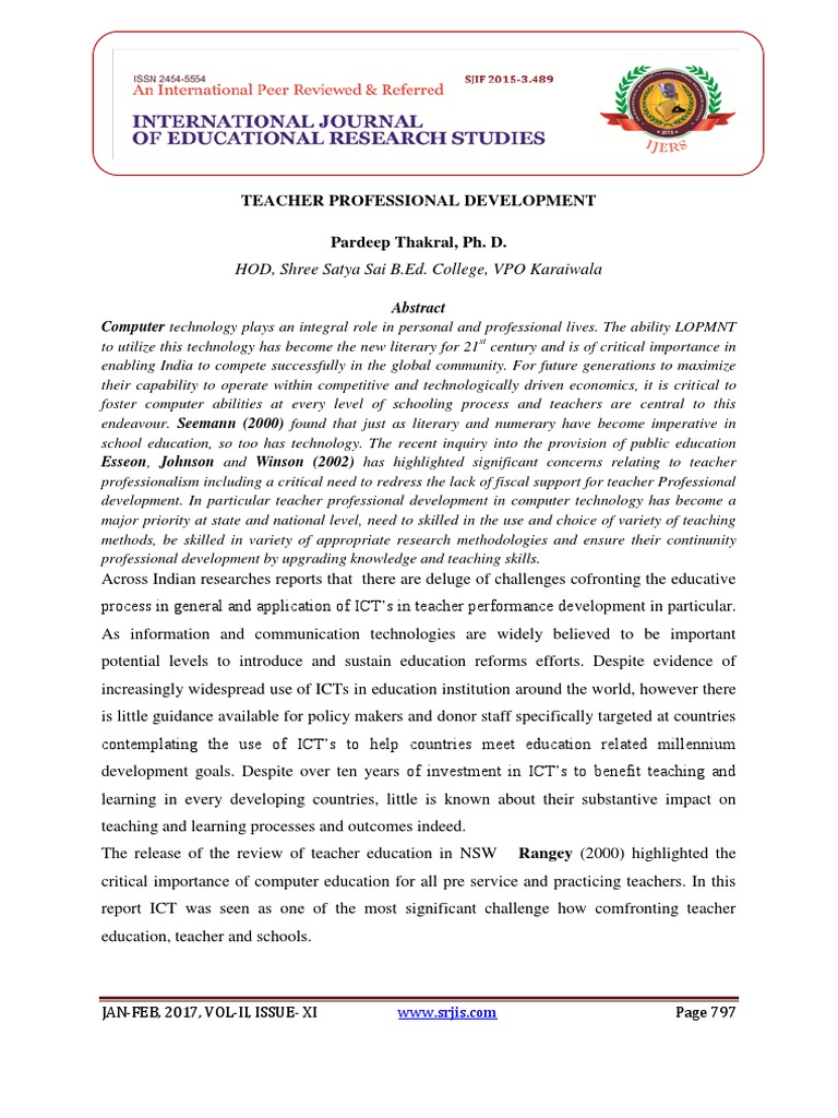 Dr. Pardeep Thakral (VED PRAKASH 2) | PDF | Educational Technology | Teachers