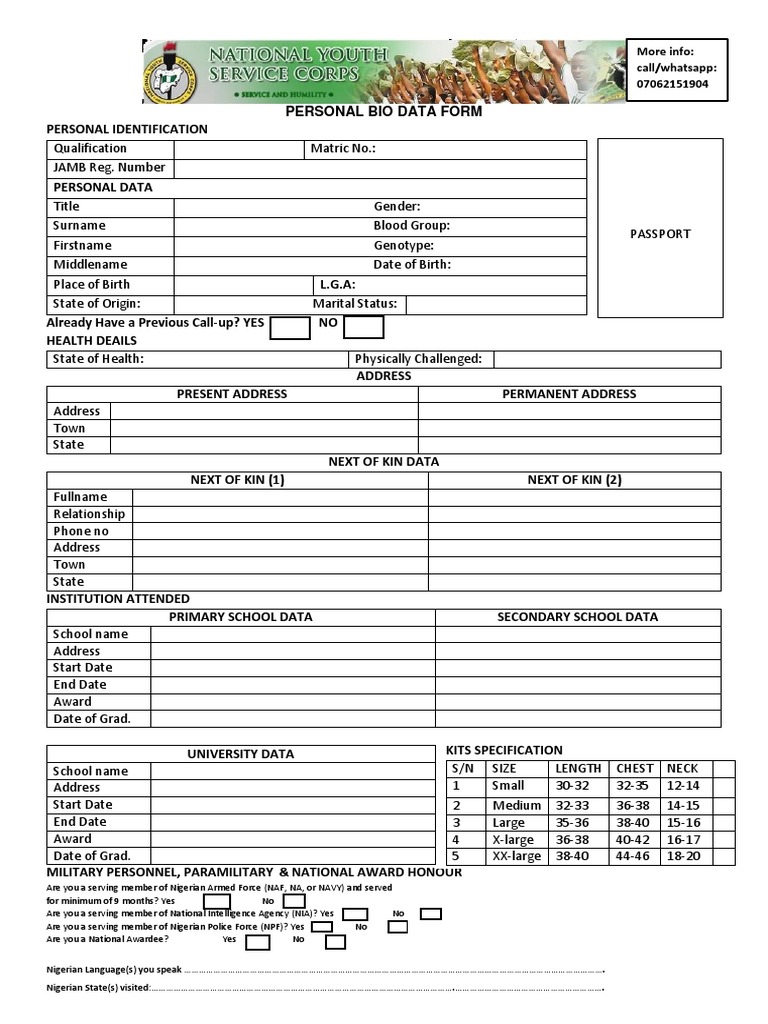 Nysc Template 2017x | PDF | National Security | Government
