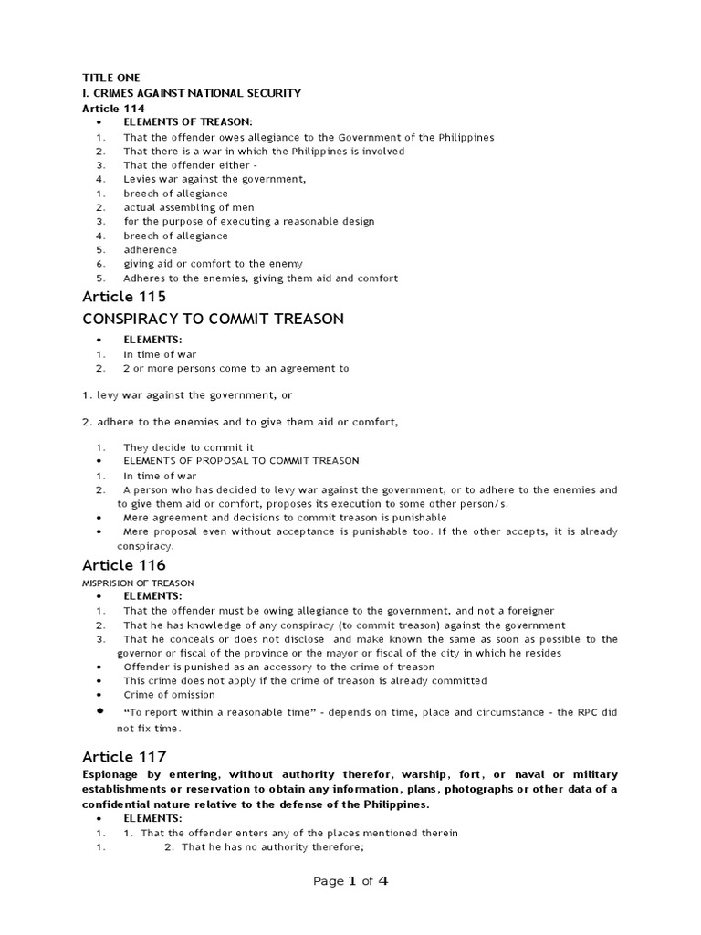 Article 115 Conspiracy To Commit Treason | Download Free PDF | Piracy ...