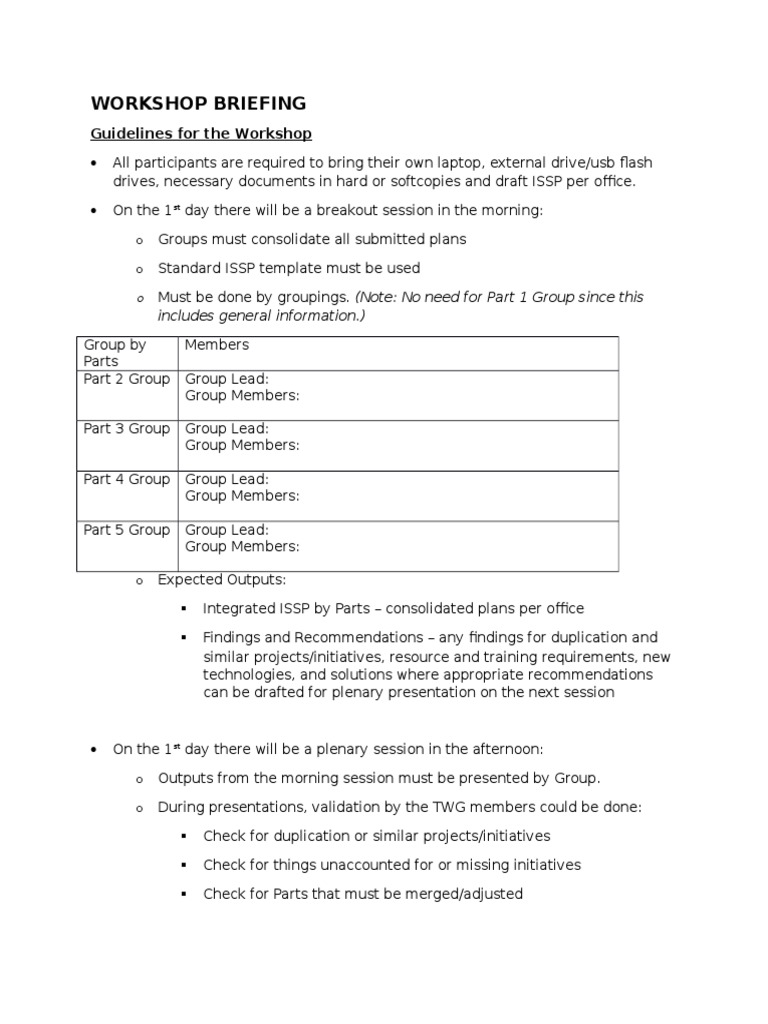 Workshop Briefing: Guidelines For The Workshop | Download Free PDF ...