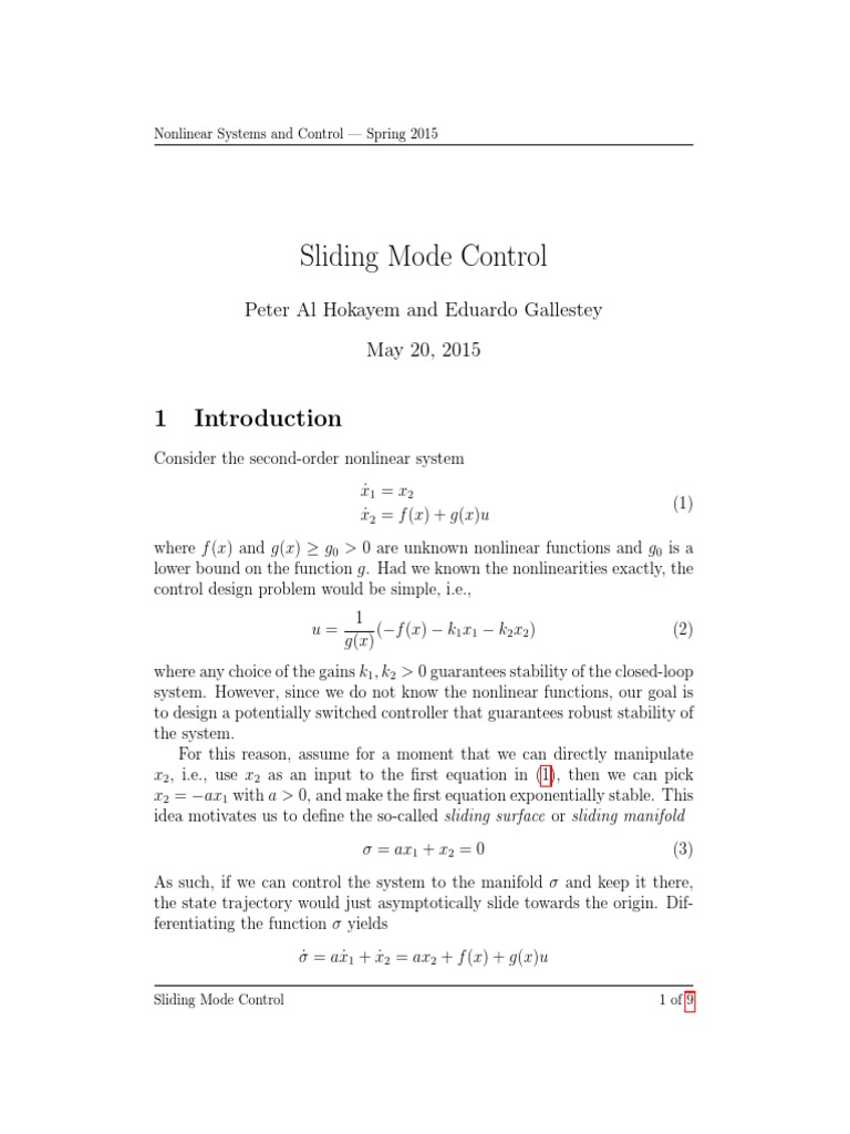 11 Sliding Mode Control | PDF | Analysis | Emergence