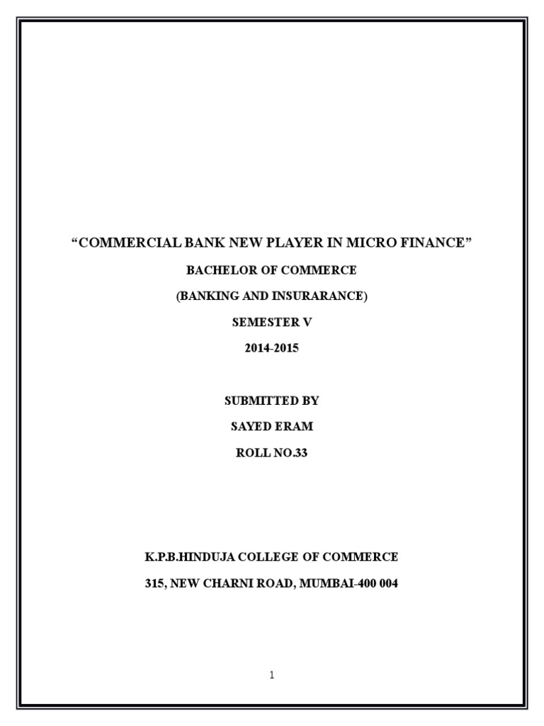 Micro Finance | PDF | Microfinance | Microcredit