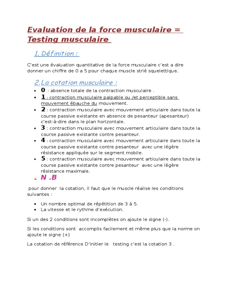 Evaluation de La Force Musculaire | PDF | Cou | Vertèbre