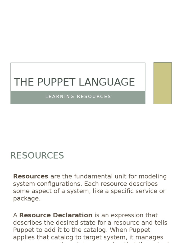 The Puppet Language: Learning Resources | PDF