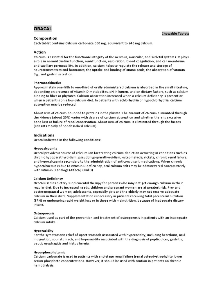 Oracal PDF | PDF | Vitamin D | Calcium