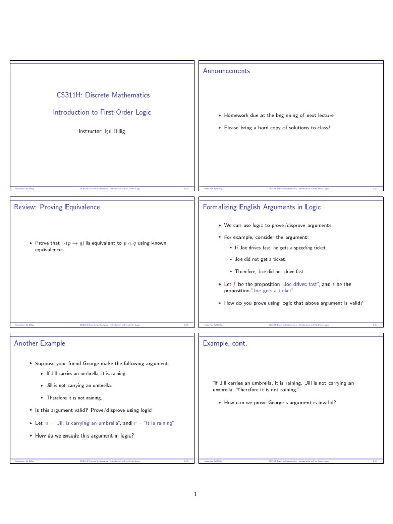 Discrete Mathematics:1st Order Logic | PDF | Interpretation (Logic ...