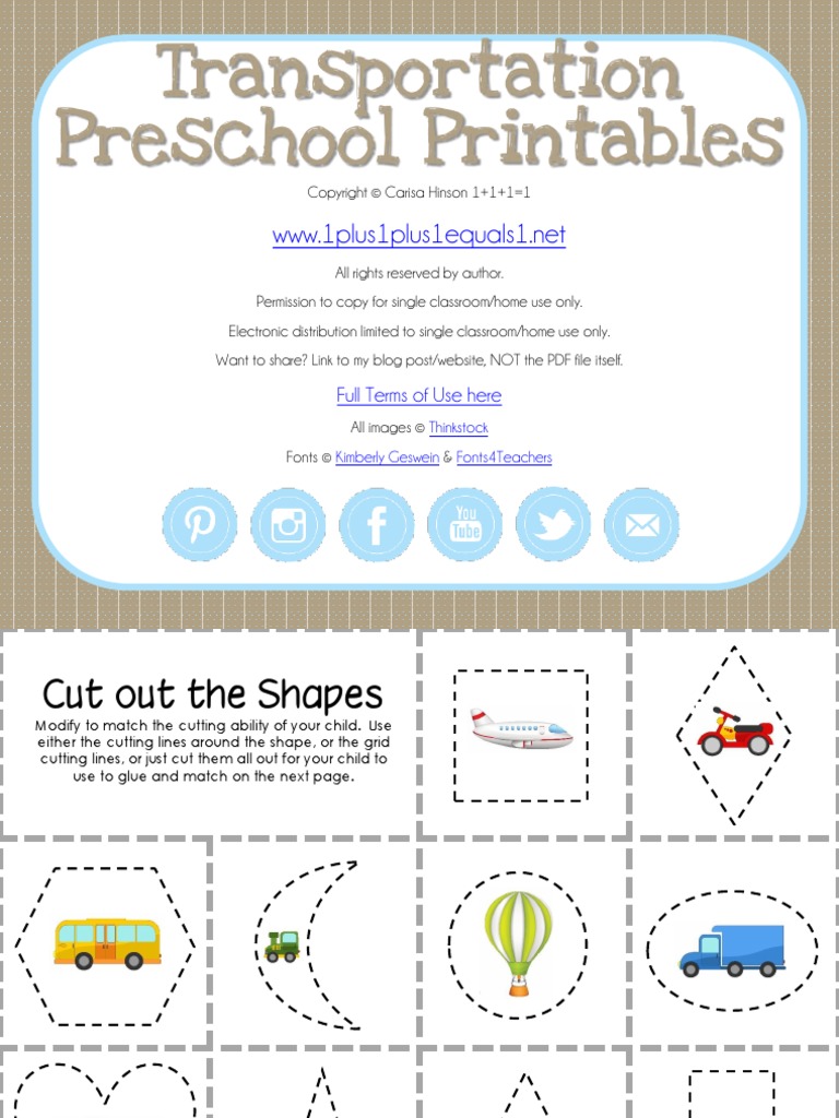 Transportation Preschool Pack PDF | PDF | Computing And Information ...