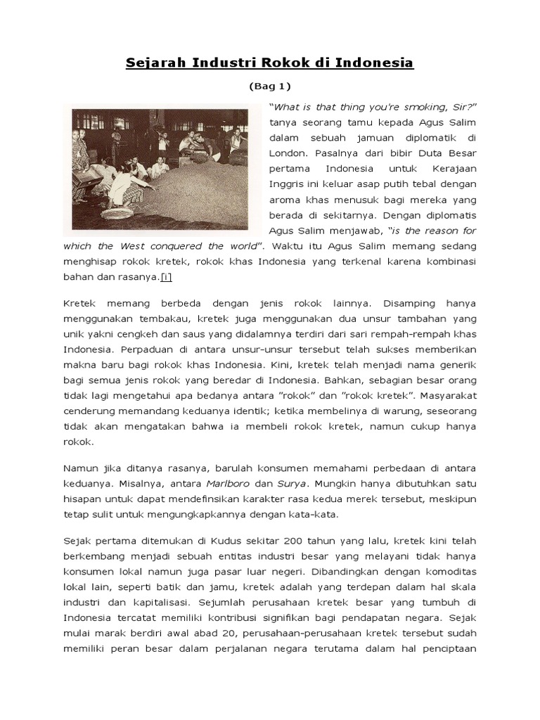 Sejarah Industri Rokok Di Indonesia | PDF