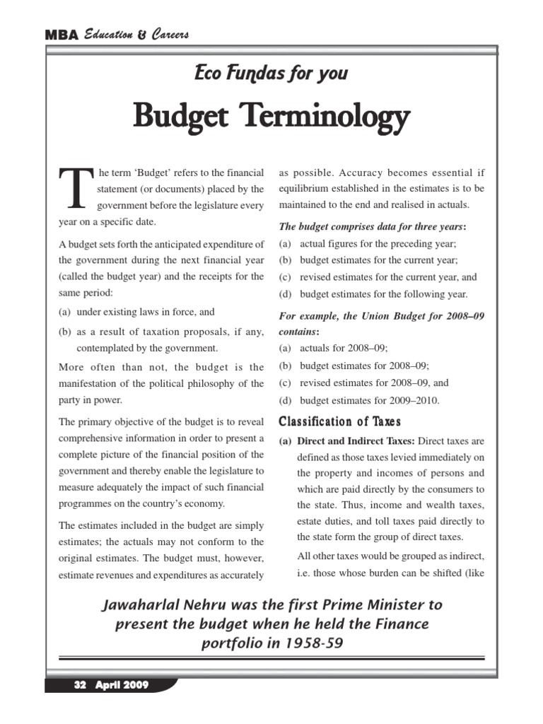 Budget Terminology PDF | PDF | Government Budget Balance | Progressive Tax