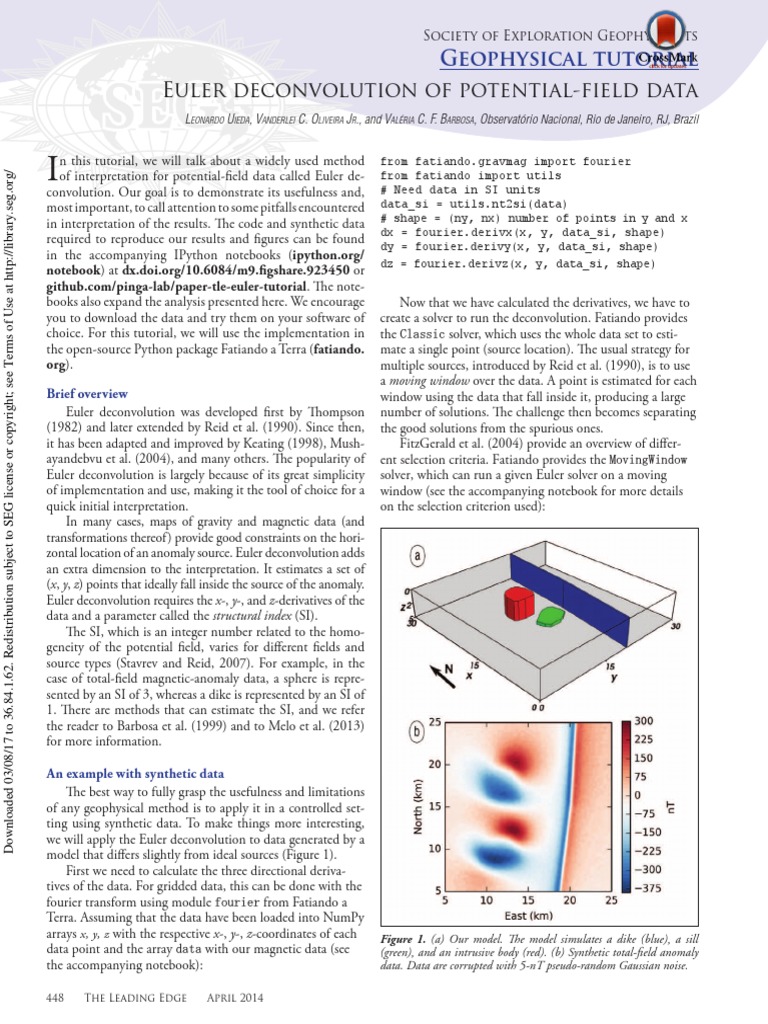 Euler Deconvolution of Potenstial-Field Data | PDF | Teaching Mathematics | Computing And ...