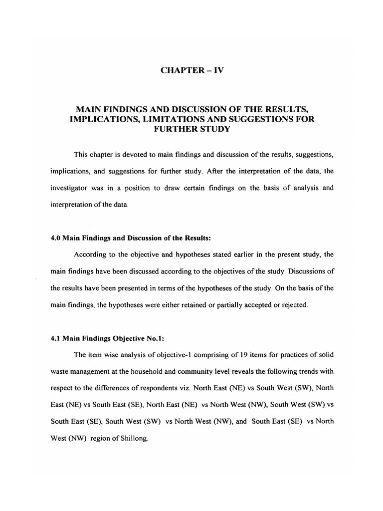 Chapter-Iv: 4.0 Main Findings and Discussion of The Results | PDF | Waste Management | Municipal ...