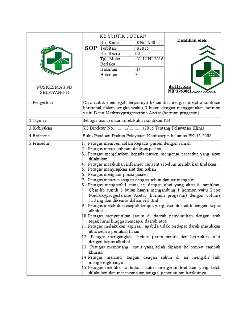 Sop KB Suntik 3 Bulan | PDF