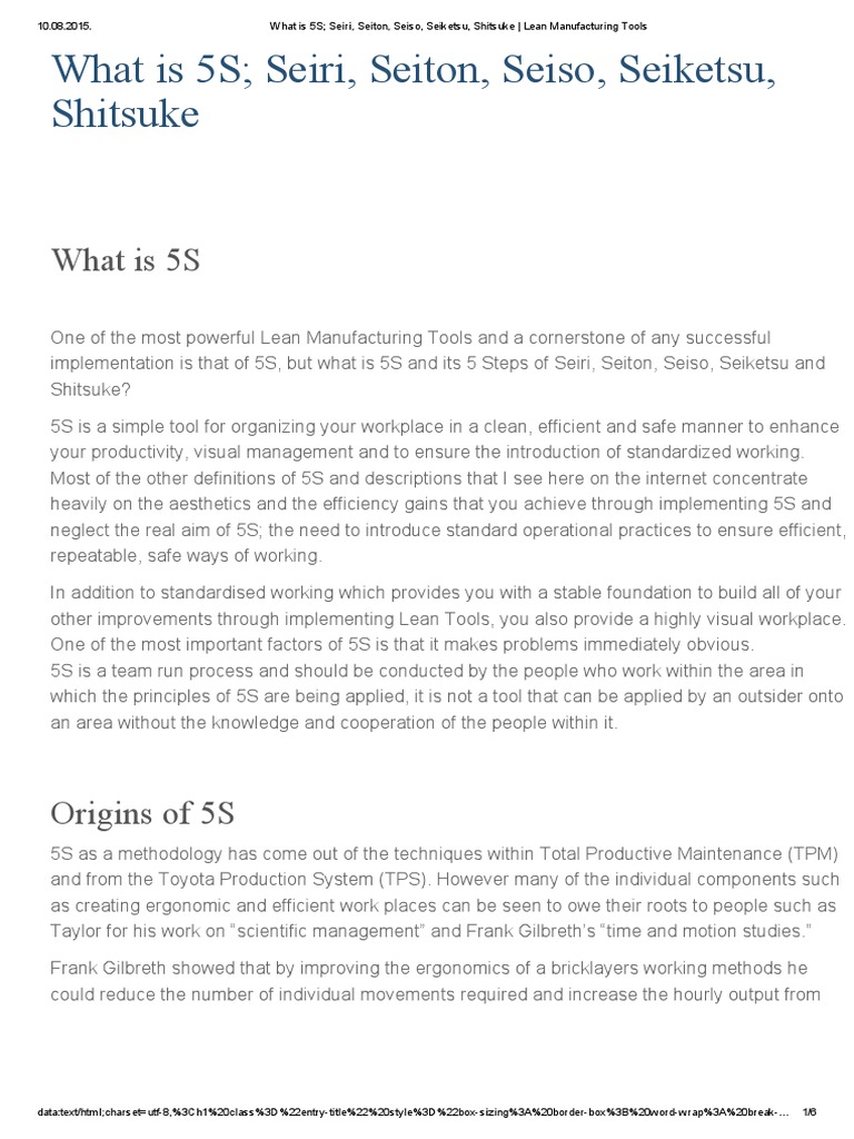 5S Lean Manufacturing Tools | PDF | Lean Manufacturing | Economic Sectors