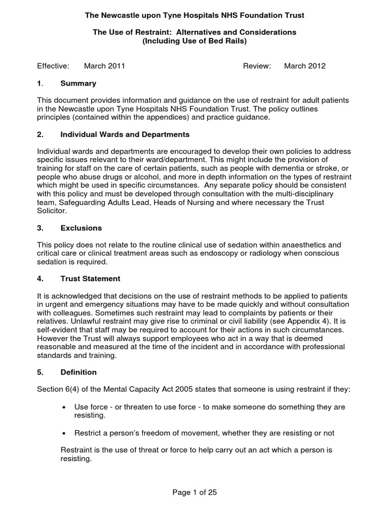 Restraint Policy 201107 | PDF | Duty Of Care | Negligence