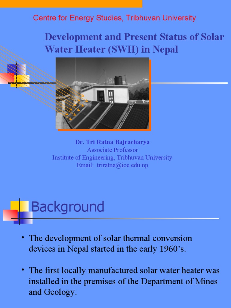 Development and Present Status of Solar Water Heater | PDF ...