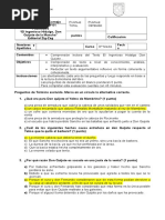 Preguntas Control de Lectura Don Quijote | PDF | Don Quijote | Caballero