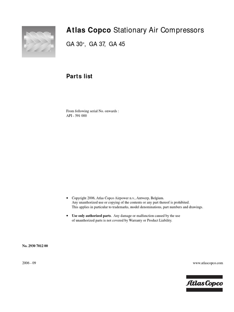 Atlas Copco Ga37 PDF | PDF