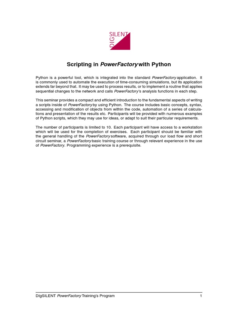 Scripting In Powerfactory With Python 2 Pdf Scripting Language