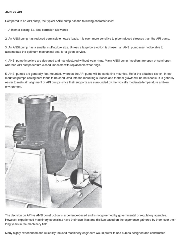PUMP ANSI vs API | Pump | Machines
