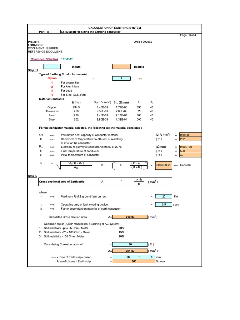 Earthing Calculation | PDF | Electrical Resistivity And Conductivity ...